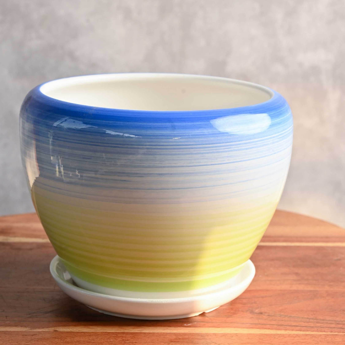 Round Ceramic Planter with Plate – Adplants